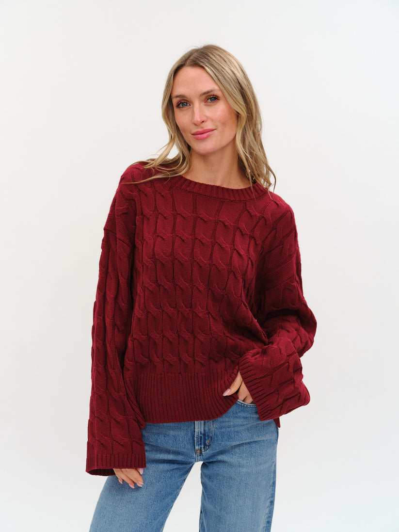 Willow Cable Knit Burgundy – The Hanger Boutique